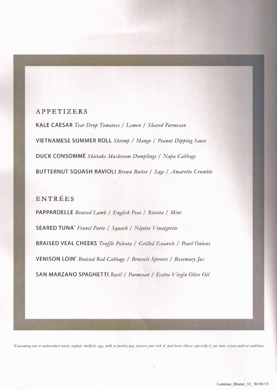 Luminae 14 days of menus - Celebrity Cruises - Cruise Critic Community