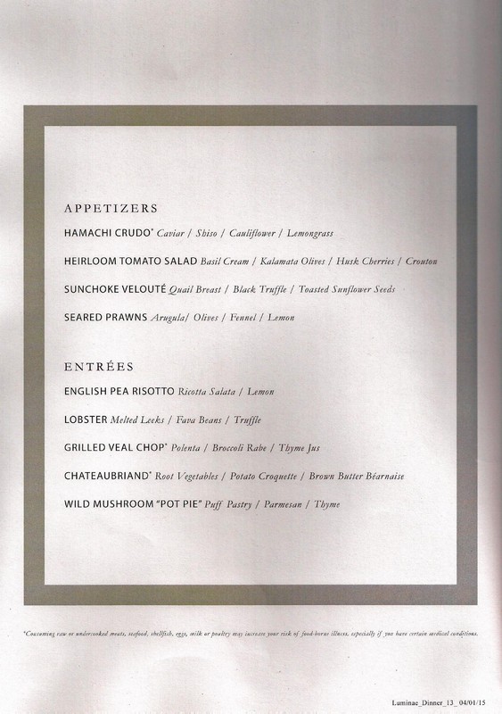 Luminae 14 days of menus - Celebrity Cruises - Cruise Critic Community