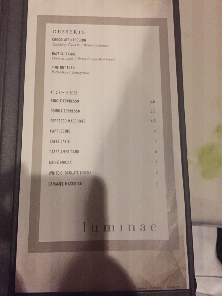 Luminae 14 days of menus - Celebrity Cruises - Cruise Critic Community