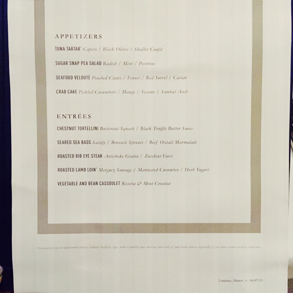 Luminae 14 days of menus - Celebrity Cruises - Cruise Critic Community